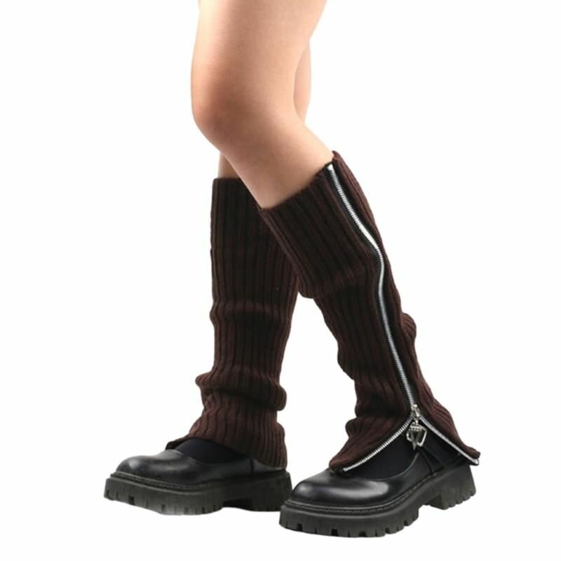 Женские вязаные гольфы в стиле харидзюку, кофе