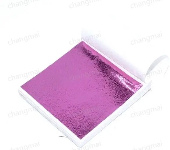 Поталь листовая, Сусальное золото Позолота Поталь для золочения 100 листов 9х9 (Фиолетовый)