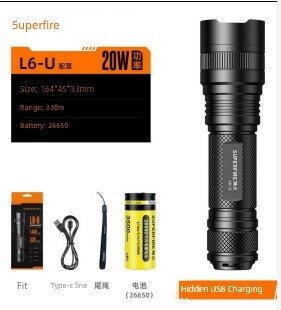 SupFire Shenhuo L6 мощный фонарик супер яркий светодиодный бытовой 26650, перезаряжаемый уличный фонарь T6-L2 с дальним