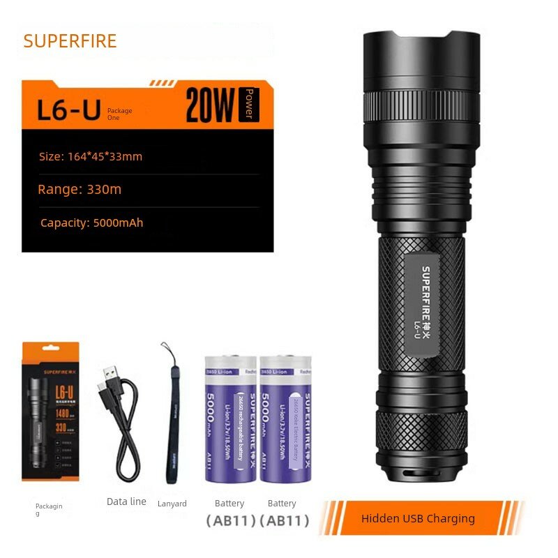 Shenhuo сильный свет фонарик L6 перезаряжаемый бытовой водонепроницаемый портативный уличный патрульный светильник