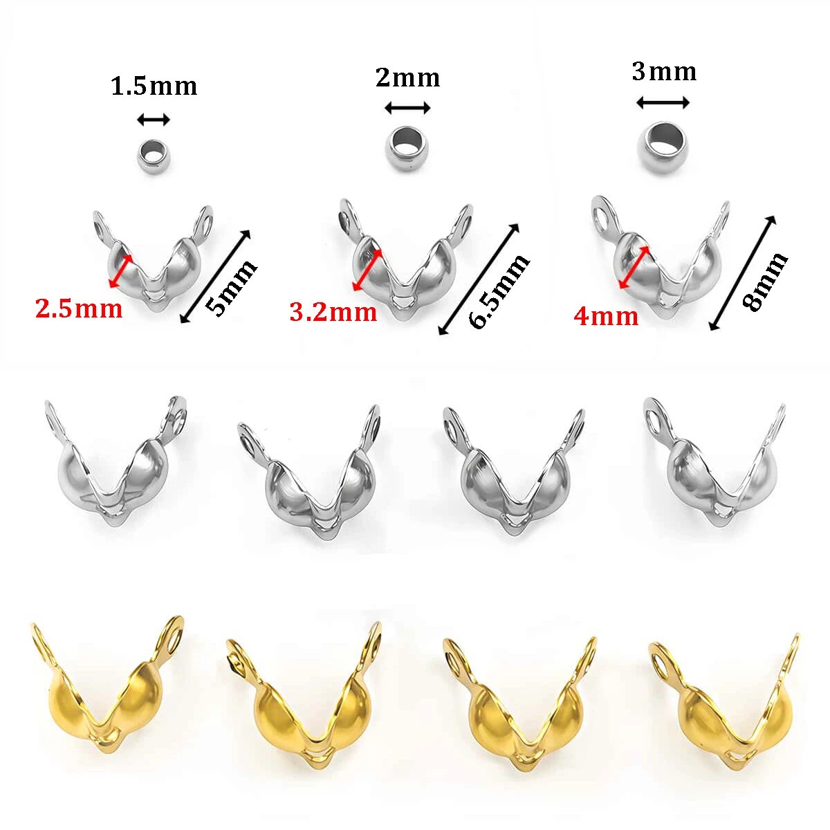 V-REX Комплект фурнитуры, 4x8mm, Gold Color, 100шт