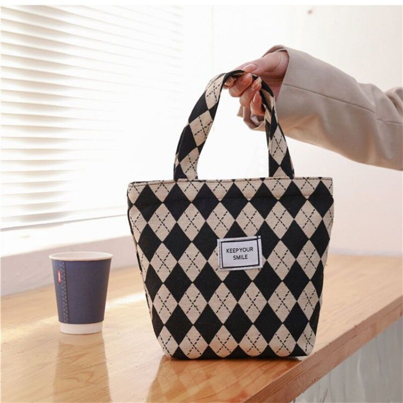 Стеганая сумка большой вместимости для женщин, модная сумка через плечо, универсальная сумка в клетку, холщовая сумка, сумка для мамы