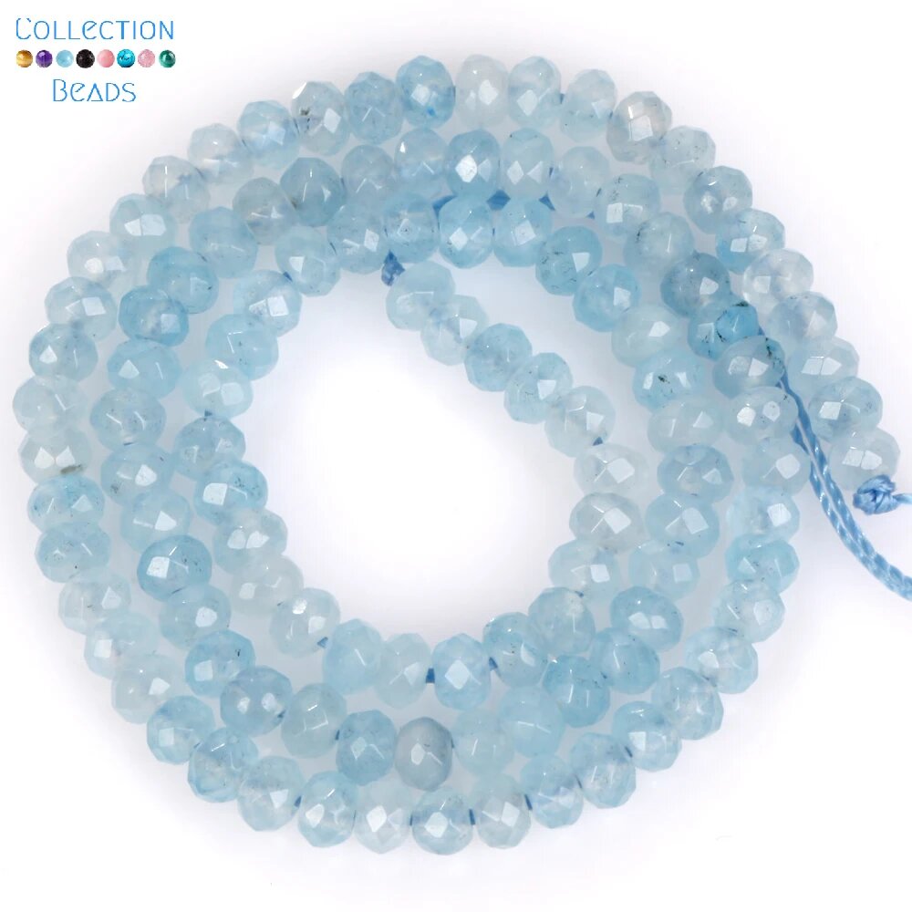 Бирюзовые бусины из агата 3x4 мм Aquamarine 1