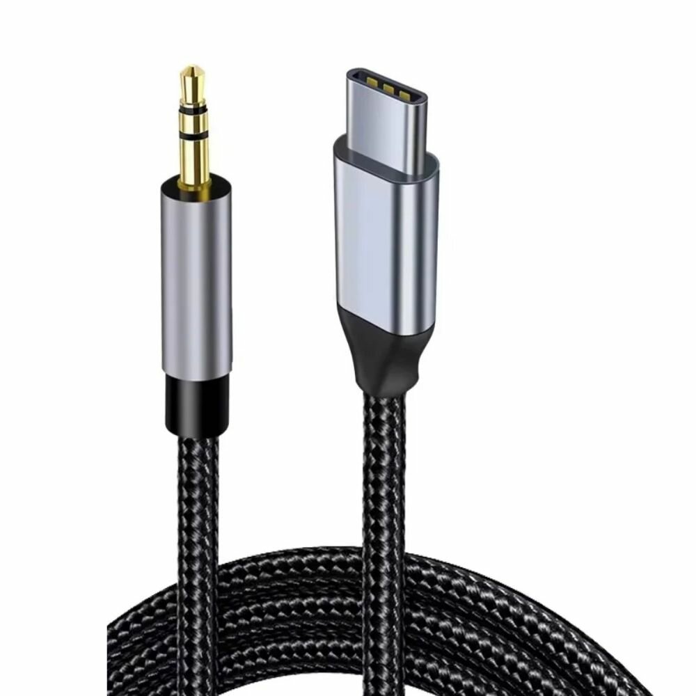 Аудиокабель USB C — 3,5 мм Jack для автомобильных наушников и динамиков, кабель USB Type-C — 3,5 мм Jack Aux для iPhone 16 Pro, Xiaomi, Huawei.