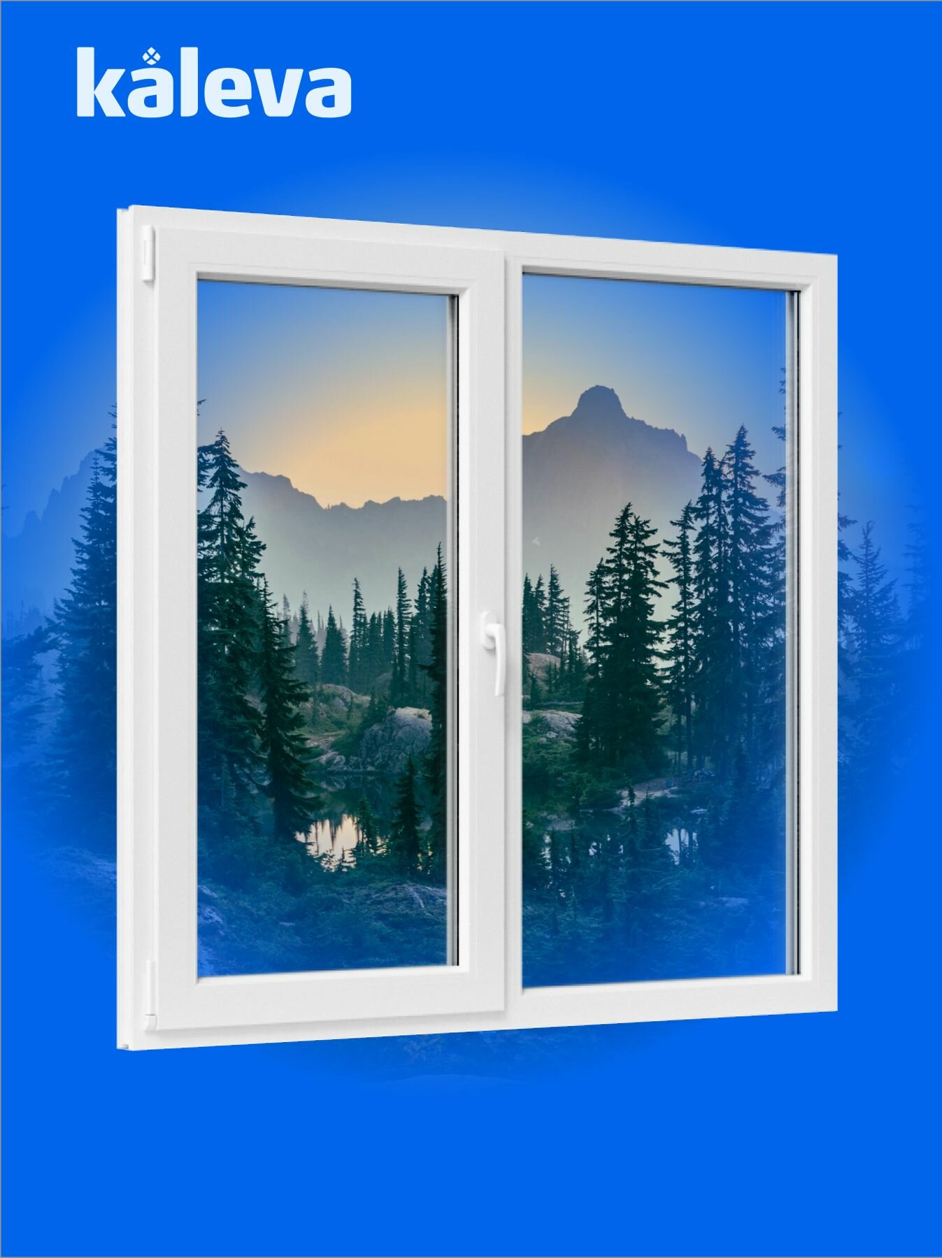 Окно Kaleva 100х130 2-створчатое поворот-откидная левая и глухая однокамерный стеклопакет с энергосберегающим напылением
