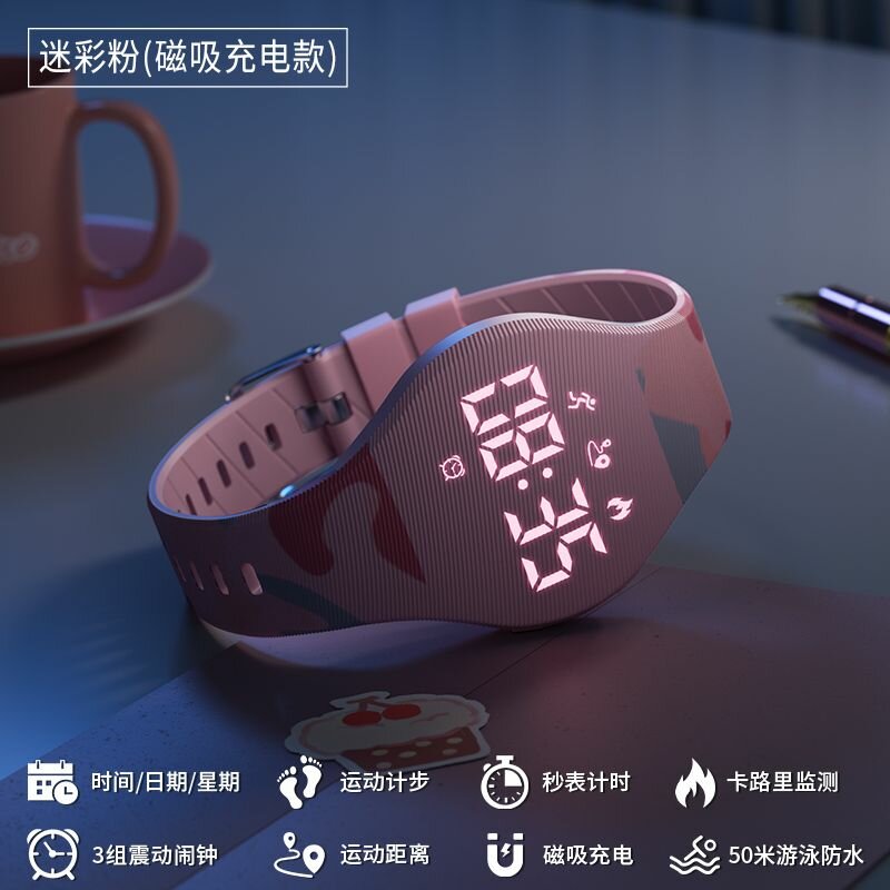 Студенческие часы для девочек, простые и стильные для средней и старшей школы, новая модель 2025 года, светящийся будильник, спортивные водонепроницаемые электронные часы для мальчиков, модные