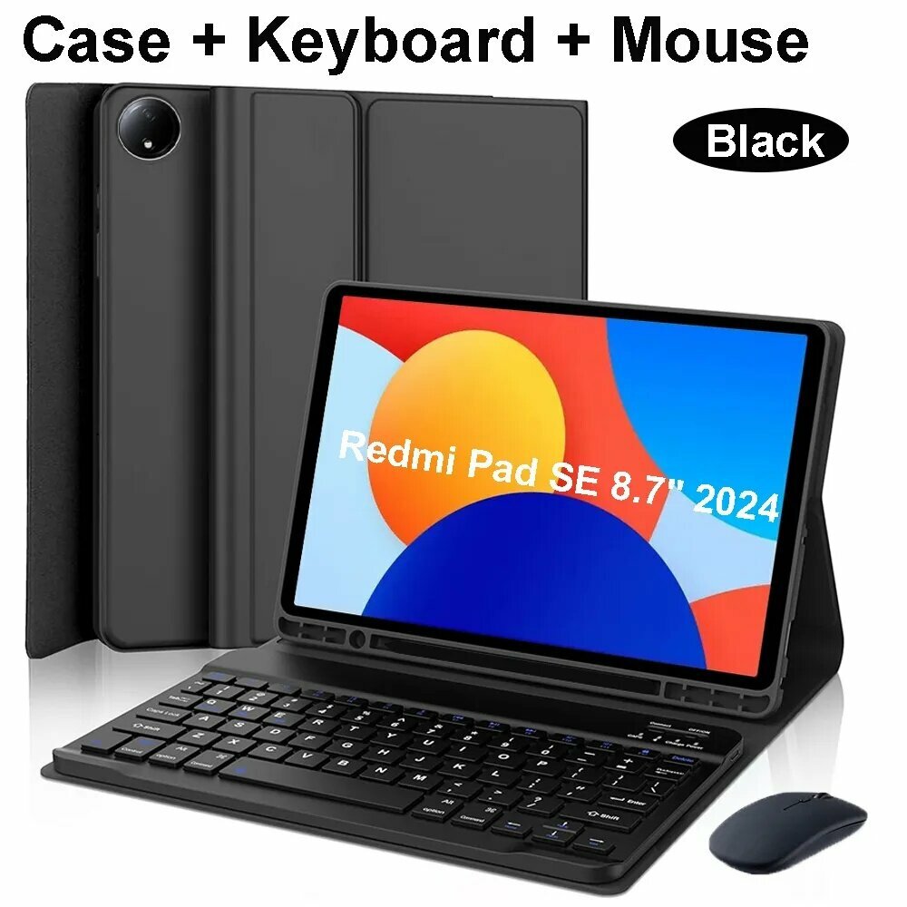 Чехол для Xiaomi Redmi Pad SE 8,7 дюйма, чехол с русской Bluetooth-клавиатурой для Redmi Pad SE 8,7 2024