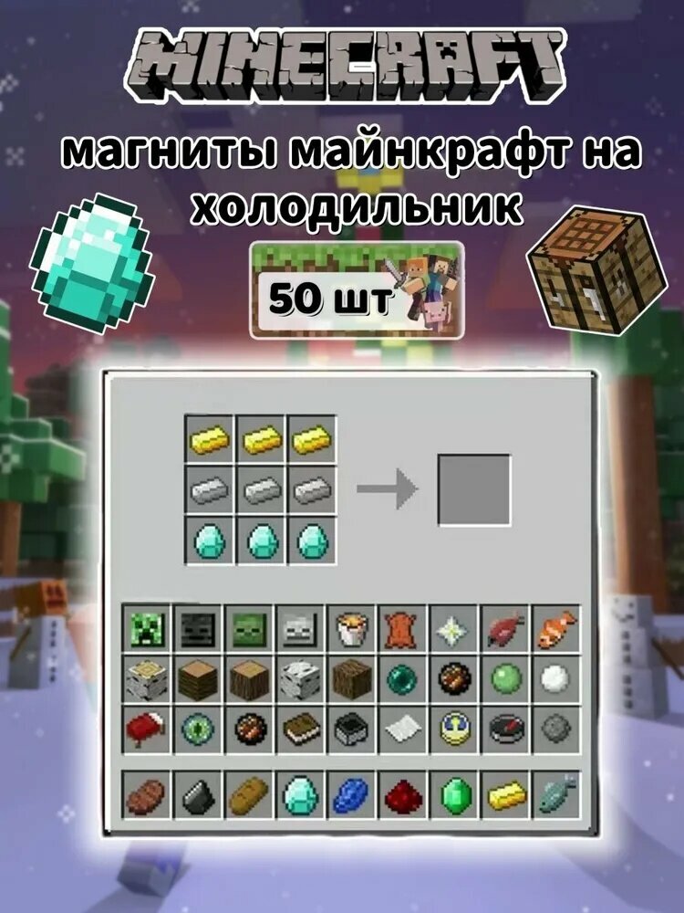 Наклейка на холодильник Майнкрафт Minecraft
