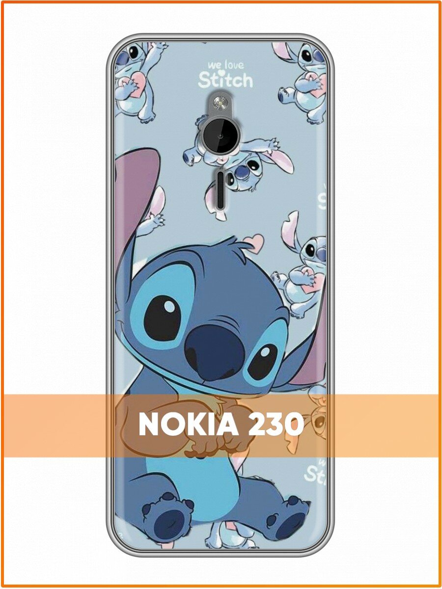 Чехол для Nokia 230 с принтом Ститч улыбается (Нокиа 230)