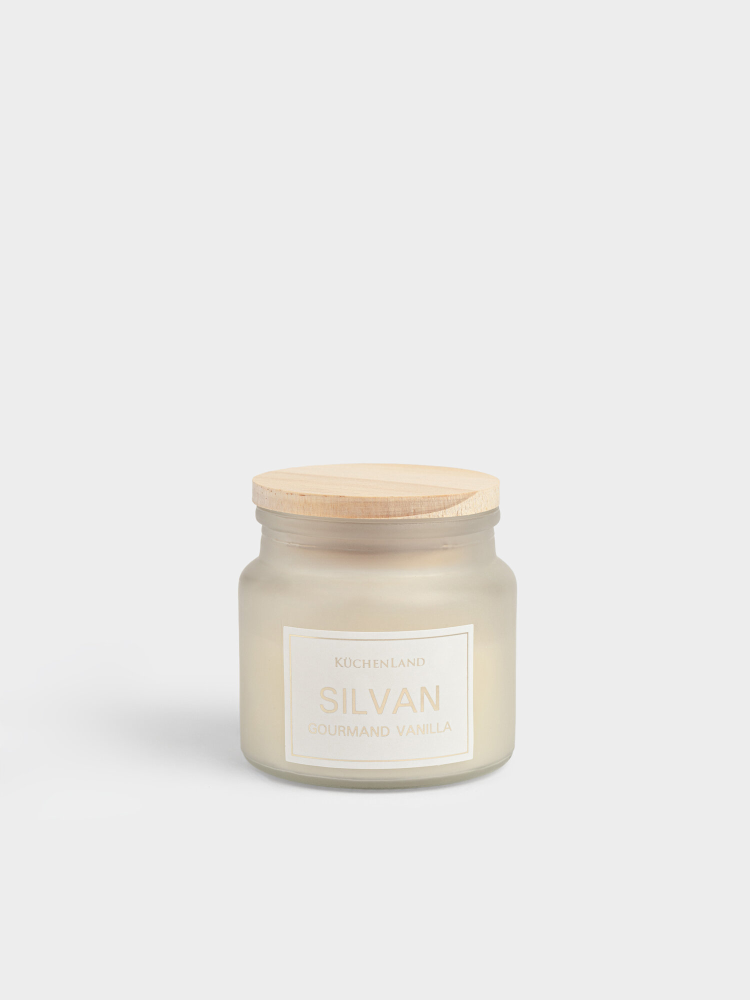 Свеча ароматическая, 6х6 см, в подсвечнике, с крышкой, стекло, матовая, Gourmand Vanilla, Silvan, Kuchenland