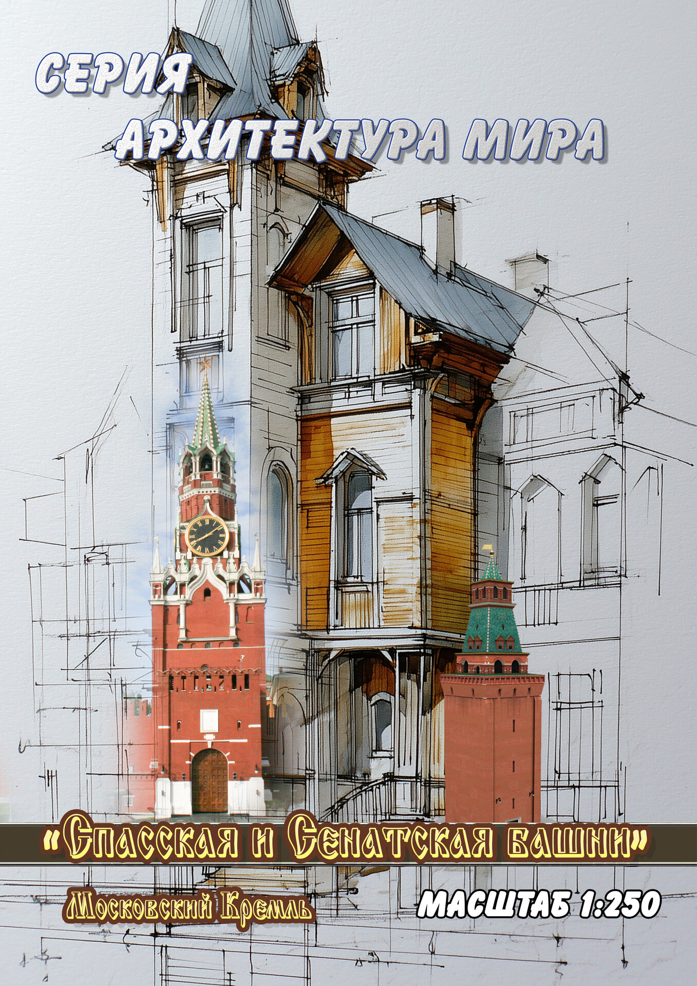 Спасская и Сенатская башни, масштаб 1:250, сборные модели архитектуры из бумаги