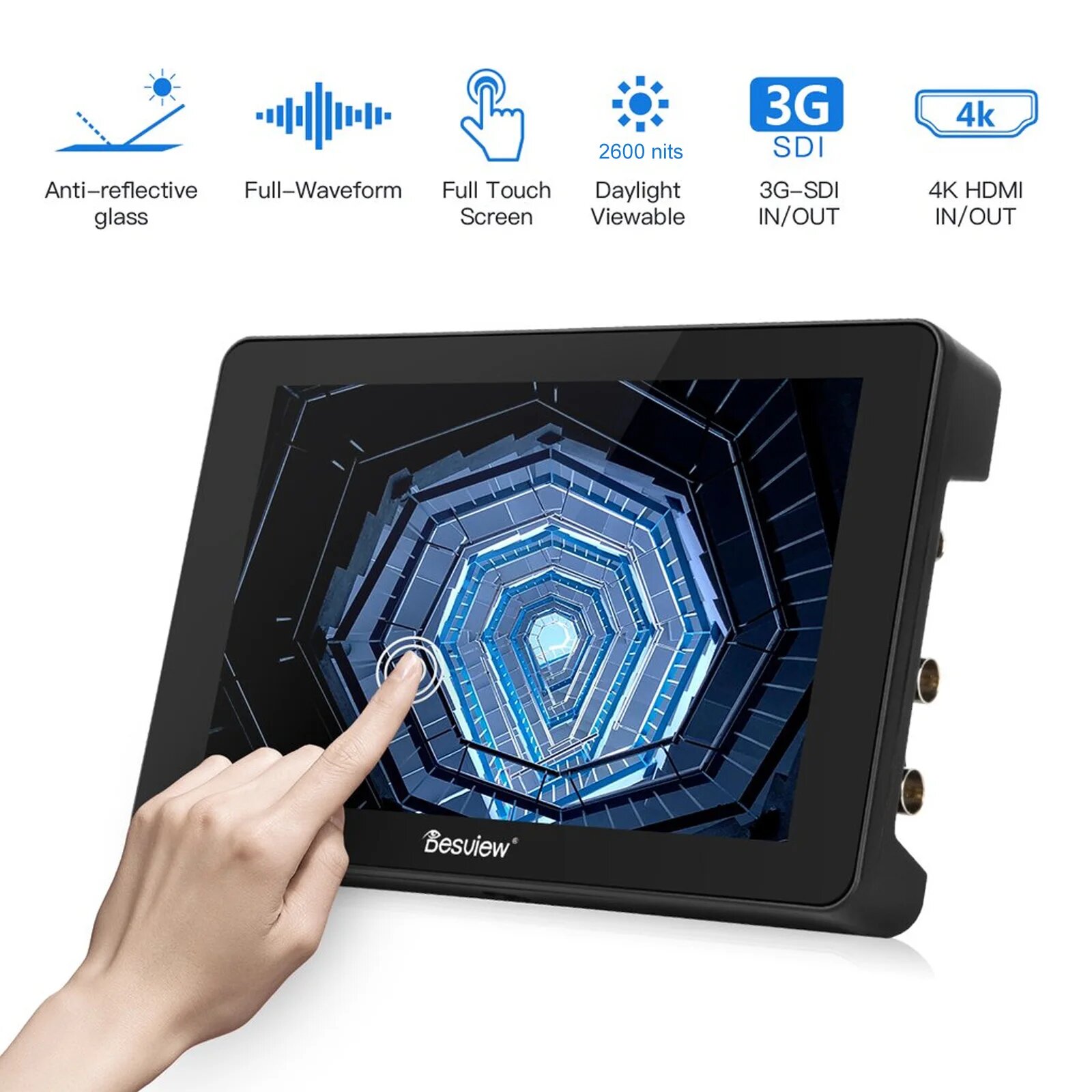 Монитор камеры Desview R7SII, сенсорный экран 3G-SDI, 2600 нит, сверхъяркое разрешение full HD 1080p, вход 4K HDMI для DSLR