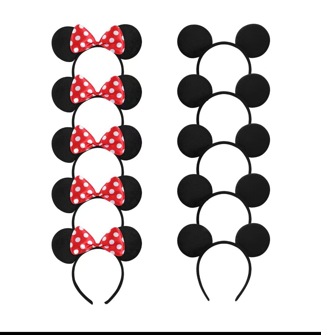 Набор детских повязок на голову с Микки Маусом для девочек, милые повязки с Микки и Минни, черный бант, головные уборы для выступлений