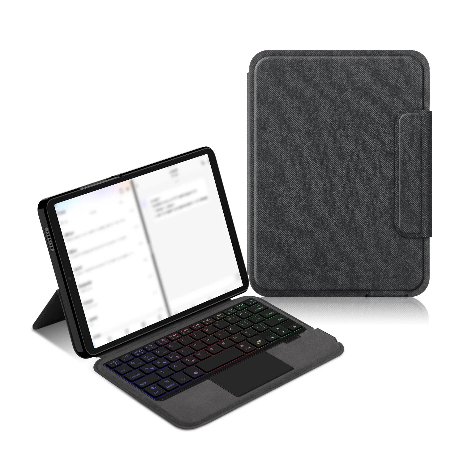 Клавиатура-чехол AJIUYU для Samsung Tab A11/A9 8.7" с подсветкой, Eng-Rus