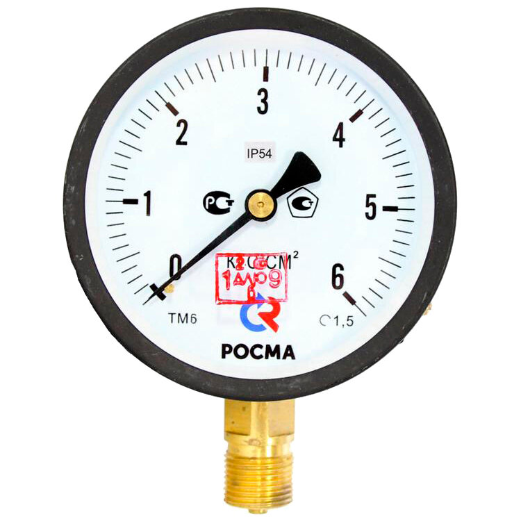 Манометр радиальный Росма ТМ-610Р.00 IP54 (0-6кгс/см2) М20х1.5 1.5 общетехнический специального исполнения, 150мм, тип - ТМ-610Р, радиальное присоединение, шкала (0-6кгс/см2), резьба М20х1.5, класс точности 1.5