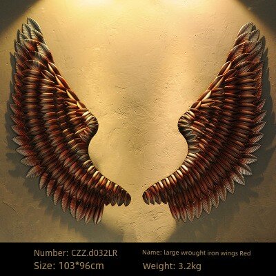 Настенный декор в индустриальном стиле лофт: ретро-крылья из железа для офиса, бара, модный фон для стены Красные