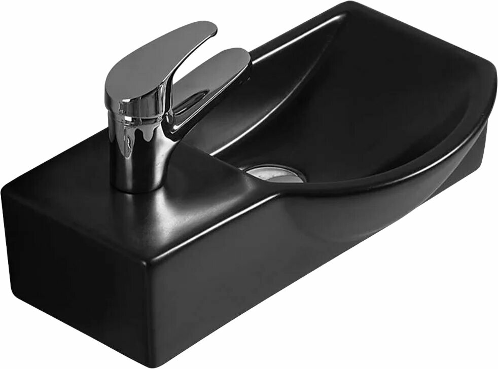 Раковина маленькая в туалет Weltwasser WW Aisbach 7940 MT-BL 40 L мини, подвесная, черная, прямоугольная, фаянсовая, 40 см