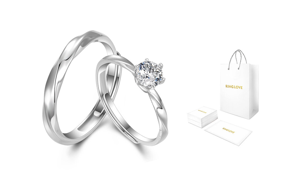 Кольцо обручальное, циркон