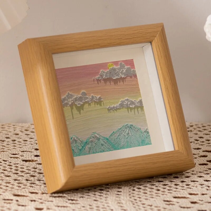 Картина маслом палочка фоторамка маятниковый стол мини-квадратная полая фоторамка деревянная DIY рамка фоторамка