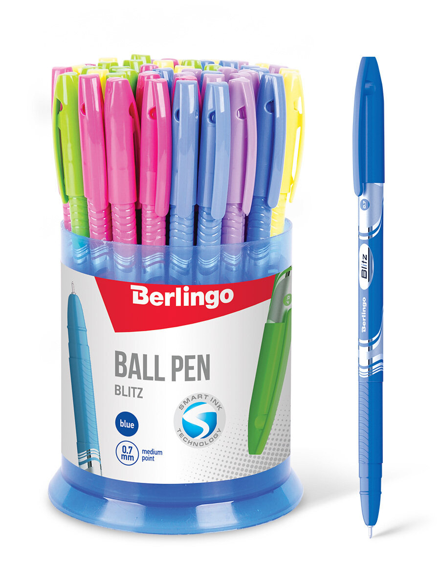 Ручка шариковая Berlingo Blitz синяя, 0,7 мм, 50 штук
