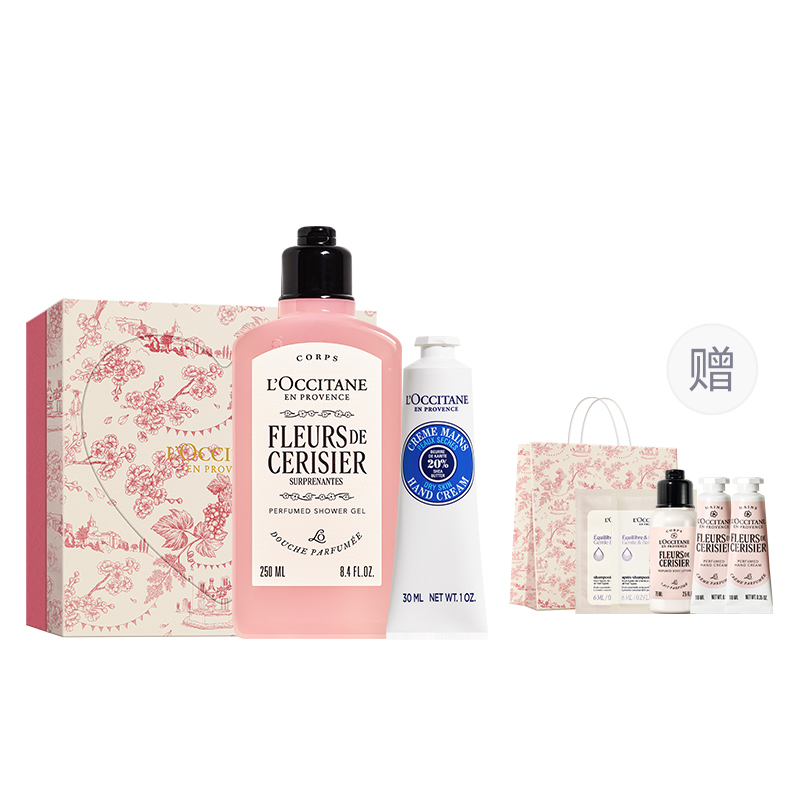 Набор для ухода за телом унисекс LOCCITANE Цветы вишни гель для душа и крем для рук, розовый