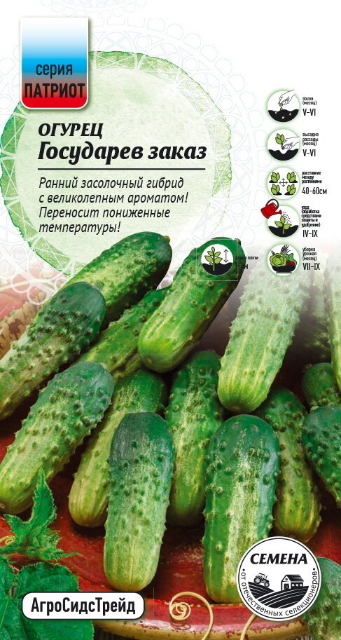 Семена овощей Патриот огурец Государев заказ 1 10 шт, для дачи, сада, огорода и на рассаду