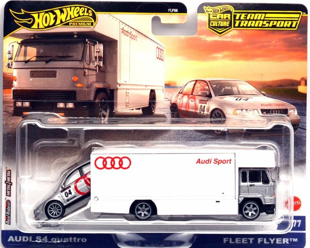 Hot Wheels Audi S4 Quattro and Fleet Flyer (2025 Car Culture: Team Transport, номер #77) - коллекционные Premium машинки