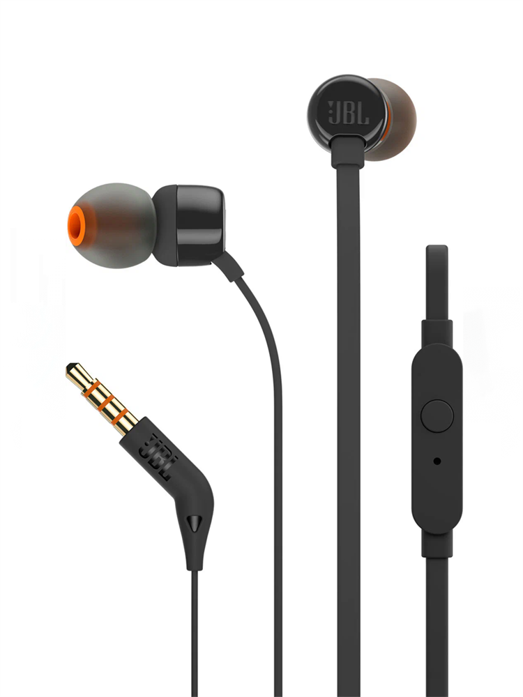 JBL Проводные наушники с микрофоном JBL Tune 110 JBLT110BLK jack 3.5 mm черный