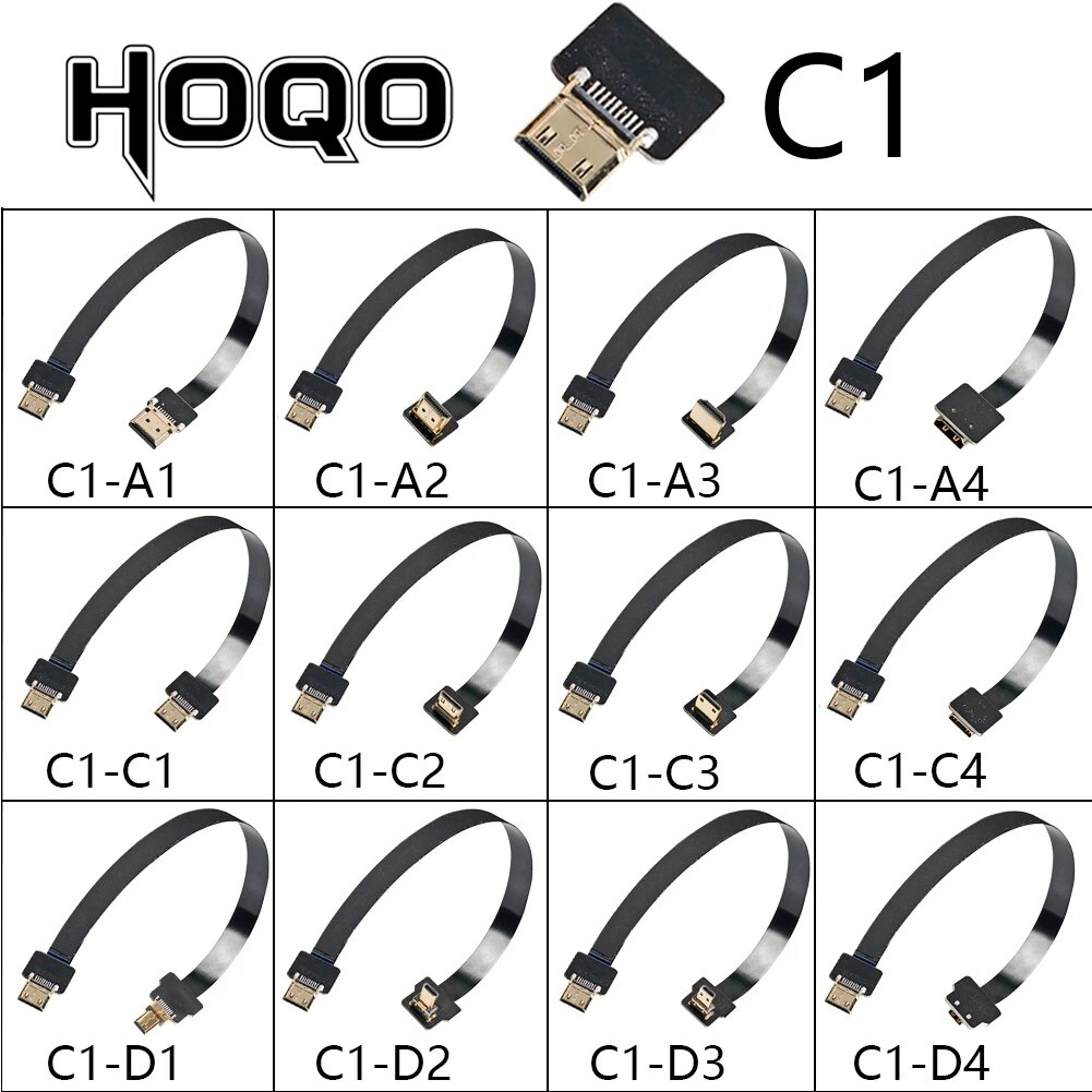 HOQO кабель-переходник HDMI Mini/Micro HDMI 90 градусов 20CM, C1-D1