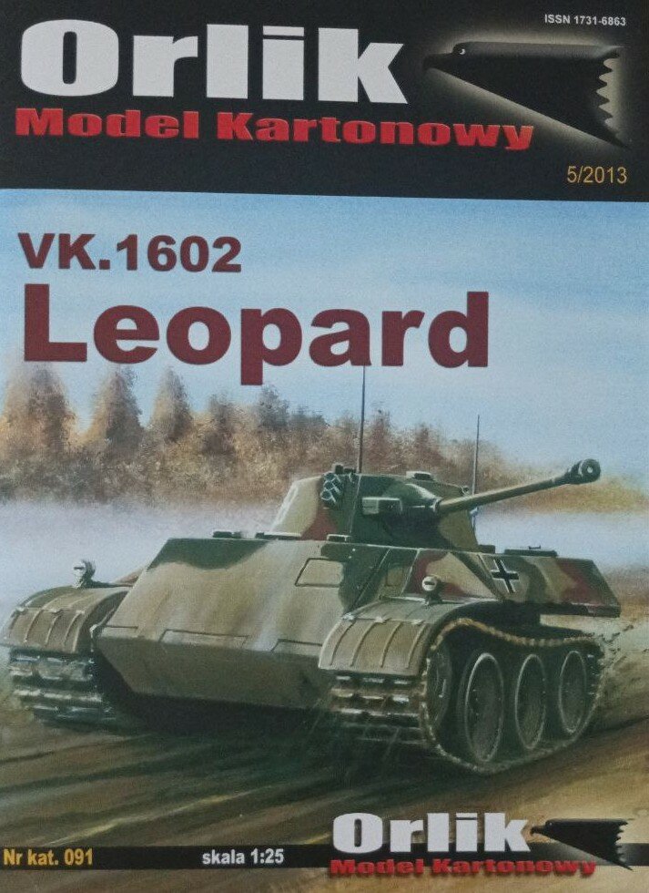 Сборная бумажная модель Танк VK.1602 Leopard - Orlik №91 (журнал+лаз. резка)