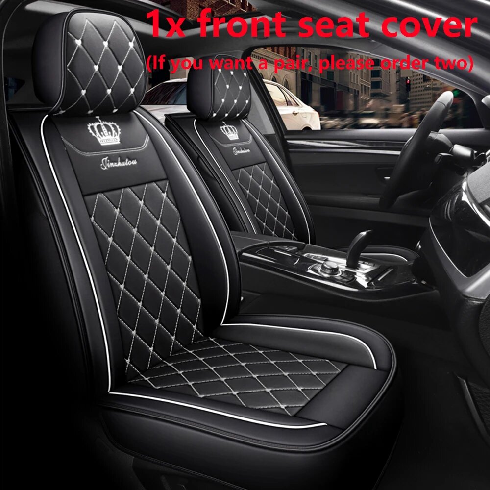 Кожаные чехлы на автомобильные сиденья для Toyota RAV4 Auris Camry Avensis Crown Black White Front