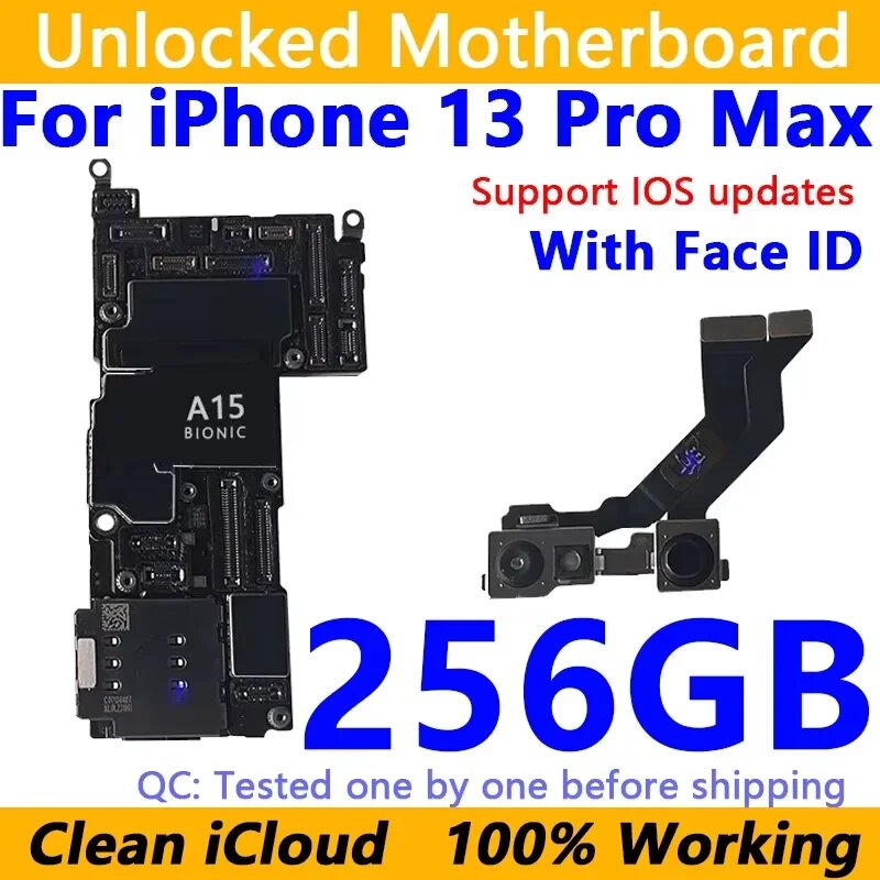 Разблокированная материнская плата для iPhone 13 mini 13 pro 13 Pro MAX Clean iCloud, поддержка обновления материнской платы Face ID, замена логической платы