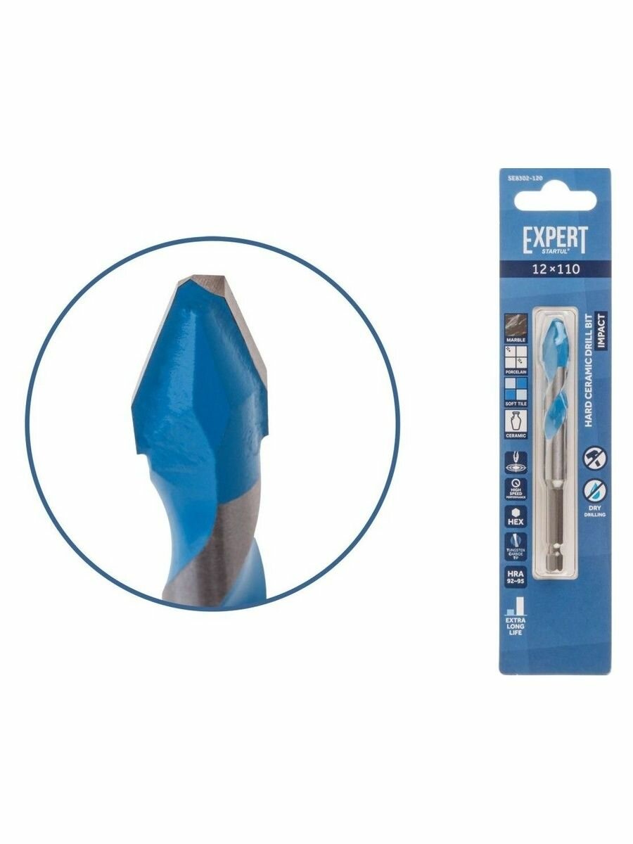 Сверло по керамограниту 12x110 мм EXPERT STARTUL