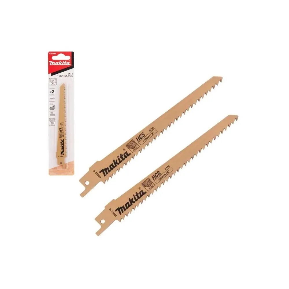 Пилки Makita D-53089, для сабельной пилы, по дереву, биметалл HCS, 2 шт