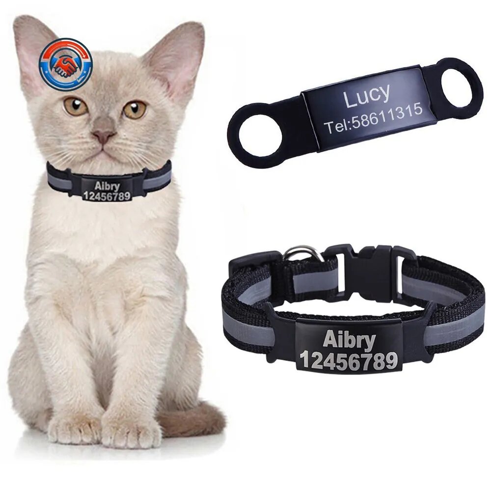 Адресник для собаки и кошки с гравировкой имени и телефона, прочный ошейник-идентификатор для прогулок и путешествий, защита потери питомца