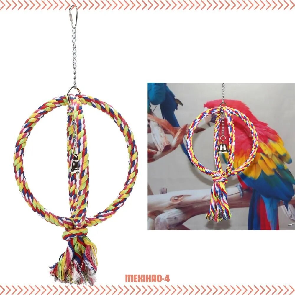 Кольцо для попугаев, безопасное и яркое тросовое кольцо с колпачками, для развлекательных игр птиц