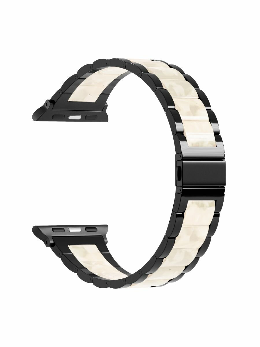 Керамический ремешок для Apple Watch 44/45/46/49 mm Caweon DSG-30-42-BKWt Black/Pearl