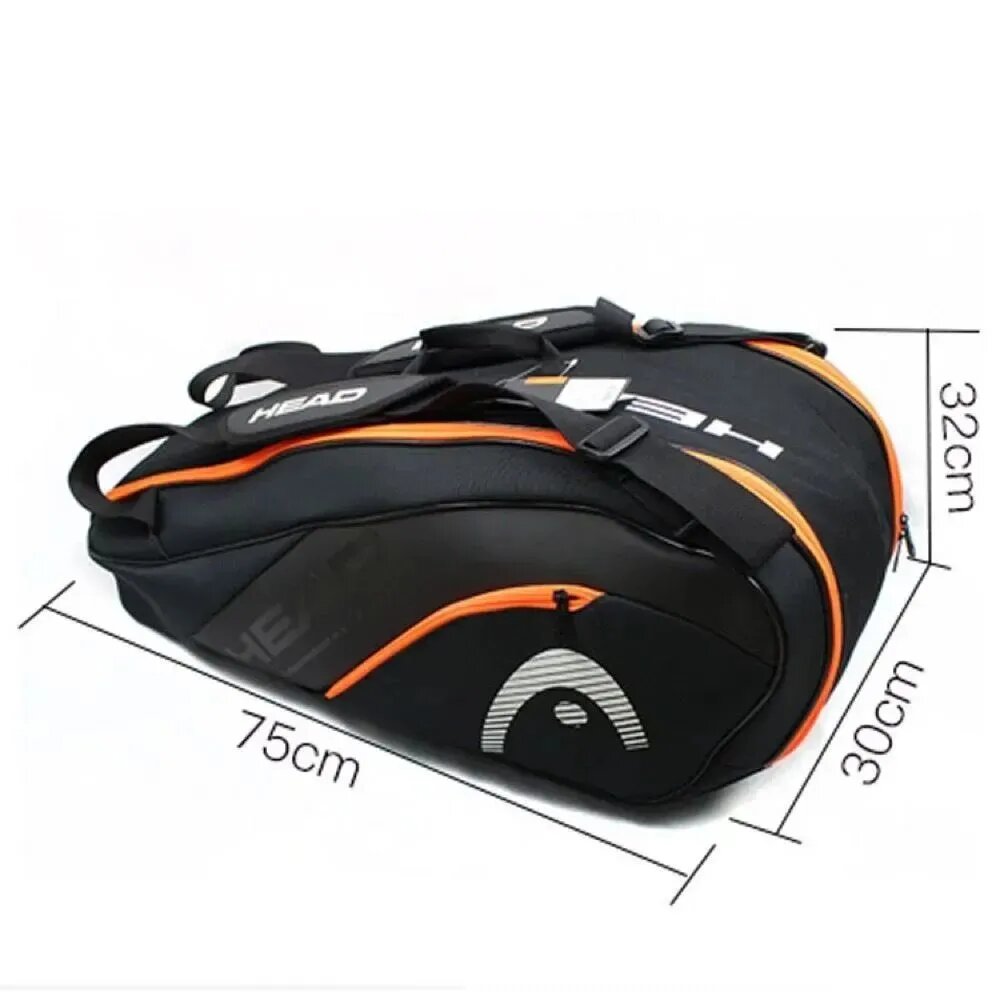 Теннисная сумка HEAD TEAM BAG BLACK/ORANGE (6 ракеток) Рюкзак — фото 1