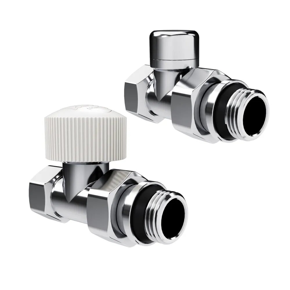 Краны для радиатора отопления 1/2 прямые Royal Thermo Design М30х1,5 хром Термостатический комплект для батареи отопления