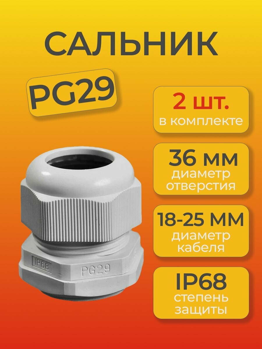 Кабельный ввод герметичный PG29, 2шт.