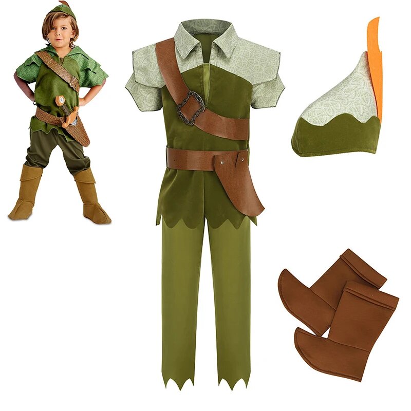 2024, косплей для мальчиков на Хэллоуин, костюм Питера Пэна, Рождество, детский день рождения, очаровательные наряды, детский комплект одежды