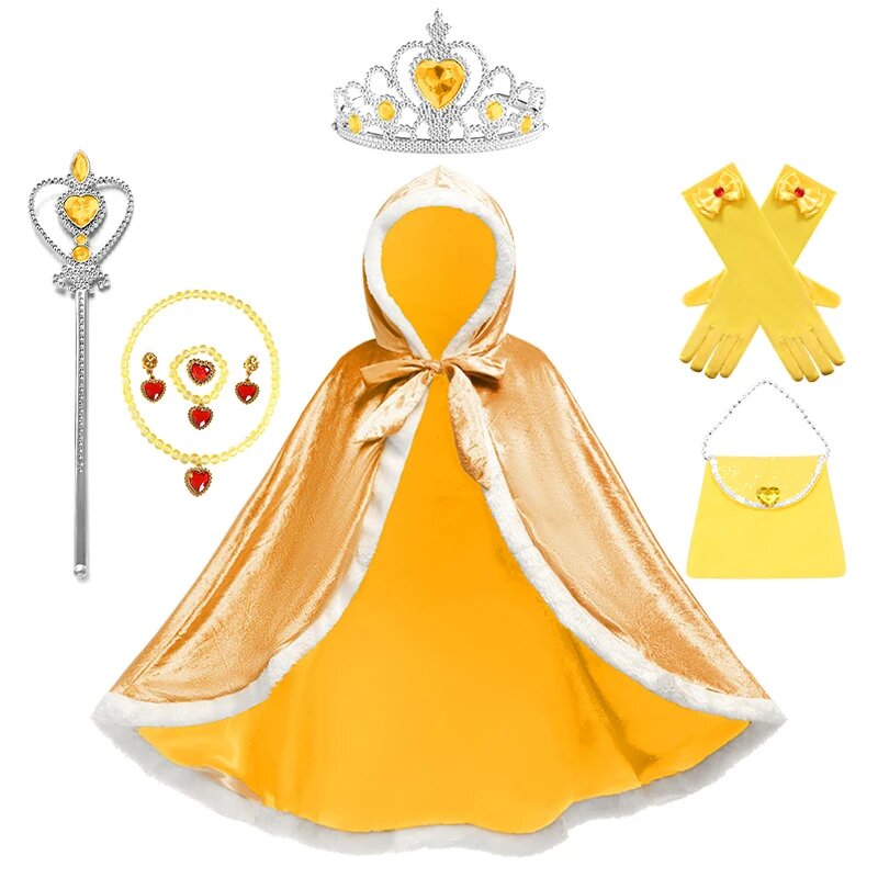 Фантазия, платье принцессы для девочек, плащ с капюшоном, Хэллоуин, Рождество, детский косплей, Снежная королева, вечерние маскарадные теплые бархатные накидки