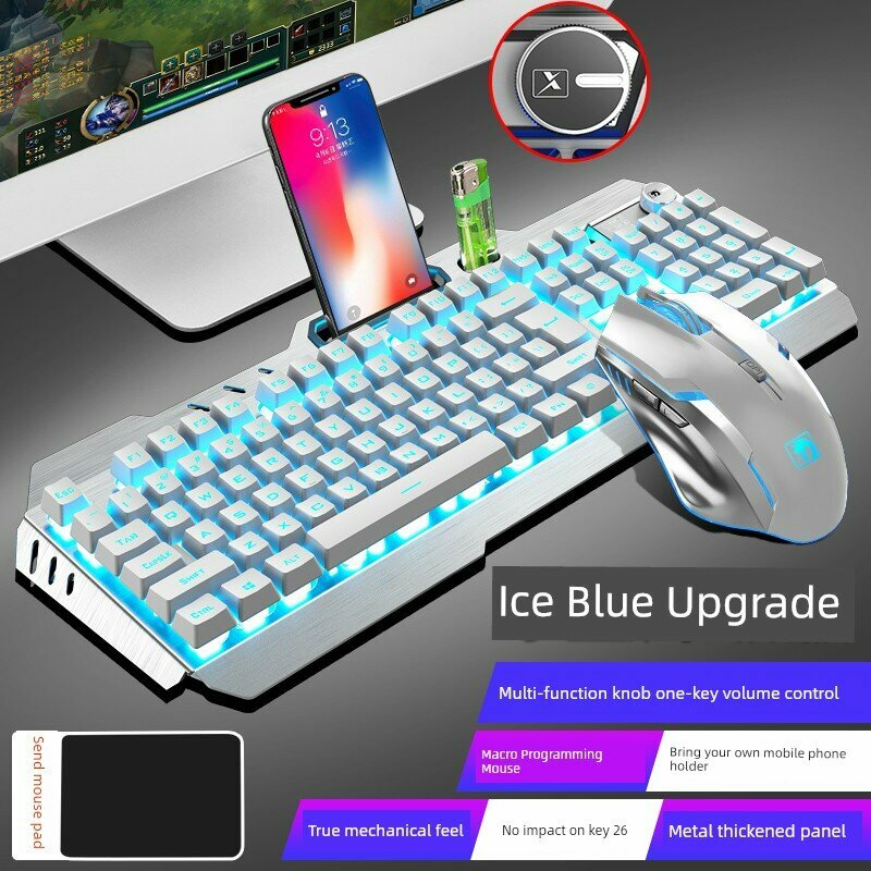Новый игровой комплект New Alliance Mamba: клавиатура и мышь (3 предмета), механический стиль, с подсветкой, USB,