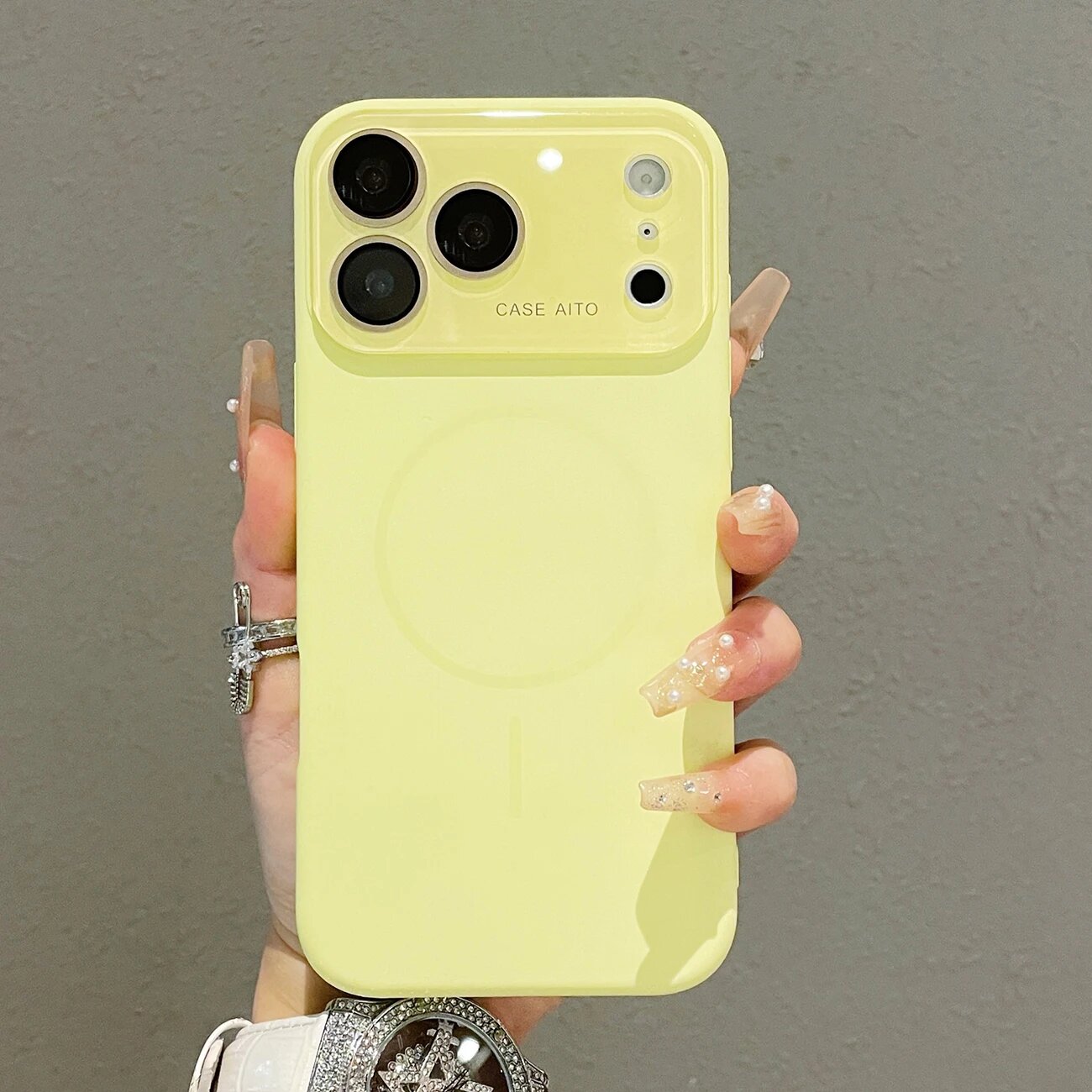 Мягкий Силиконовый Чехол Candy С Магнитом Для iPhone Air 17 6 15 iPhone 15 Pro, Желтый, Cream Yellow