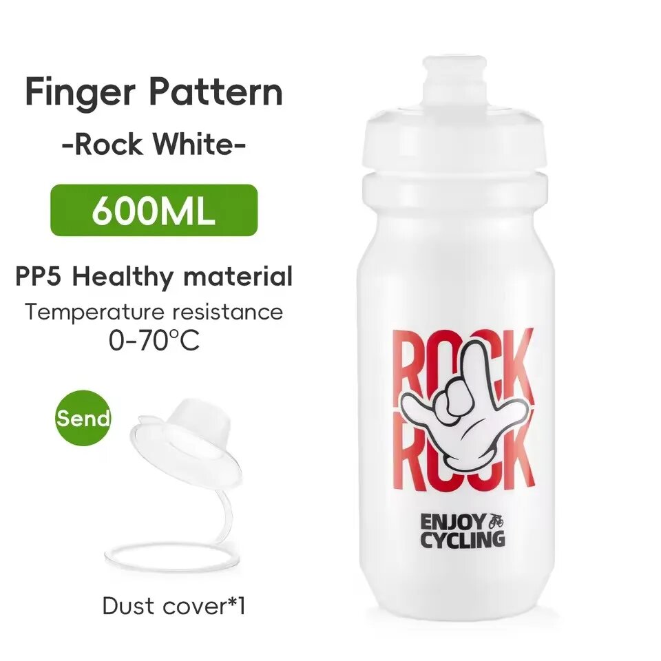 Велобутылка 600 мл, Белый, Finger Pattern ROCK