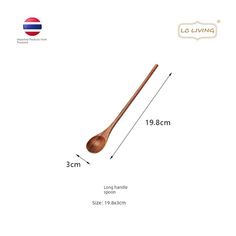 Сандальwood Длинная ложка из цельной древесины, устойчивая к высоким температурам, незаменимая в кухонной утвари