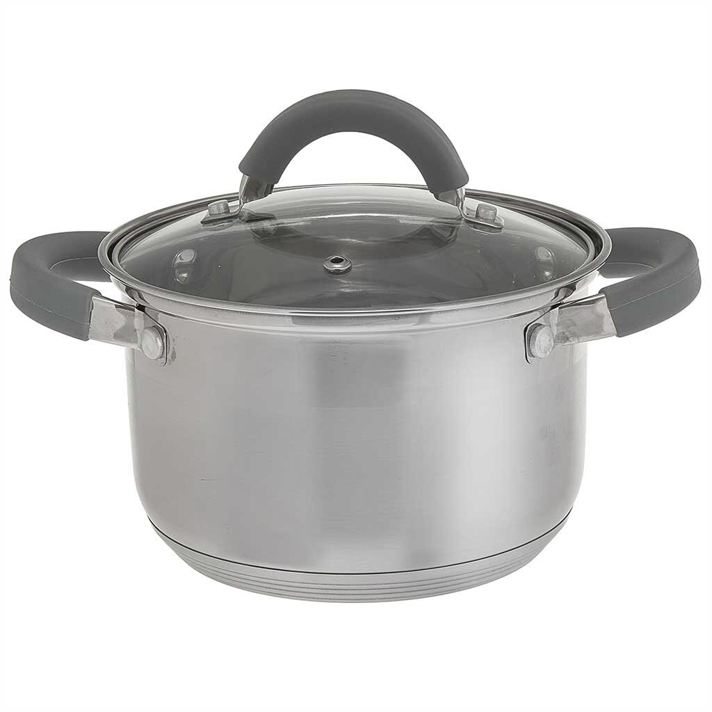 WEBBER BE-357/2 Кастрюля из нерж стали со стеклянной крышкой 3л