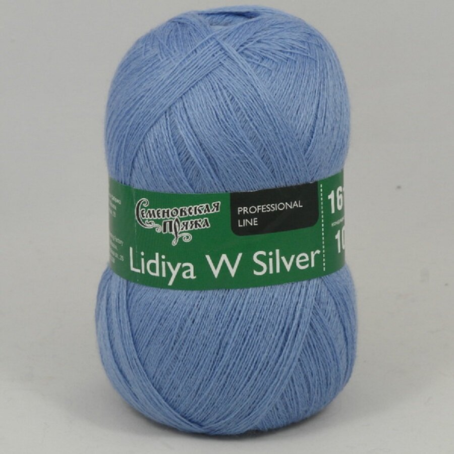 Семеновская Пряжа "Лидия Silver ЧШ" 100% имп. меринос 1613м/100гр (голубой () (164020))
