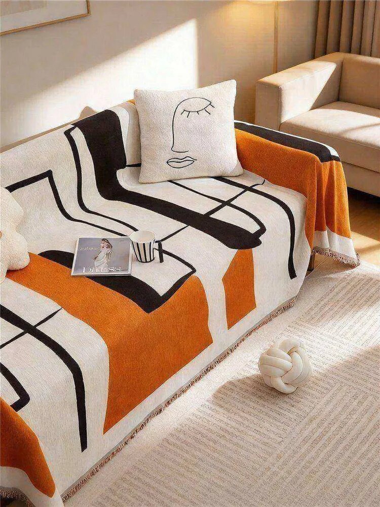 Покрывало Homely Shop Хлопок 105 см х 70 см бахрома, абстрактный узор