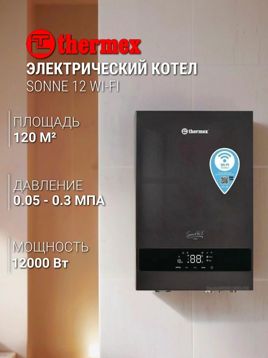 Электрический котел Thermex Sonne 12 Wi-Fi Gray